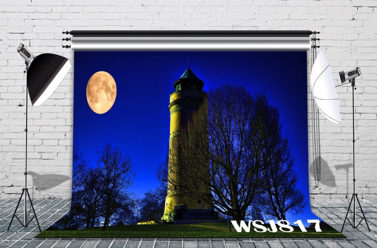 GreenDecor 7x5ft Full Moon Photography Backdrop Photo Background Studio ...