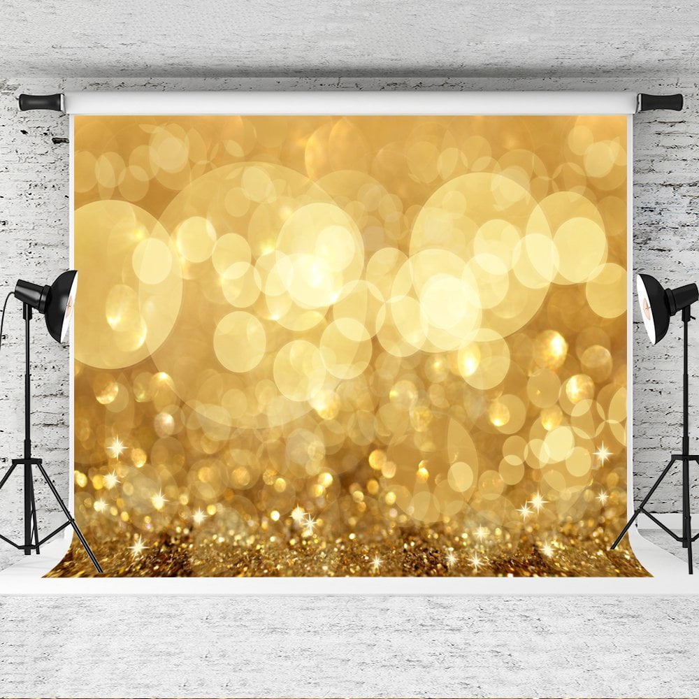 GreenDecor 7x5ft Golden Christmas Backdrop Saprkling Light Background ...