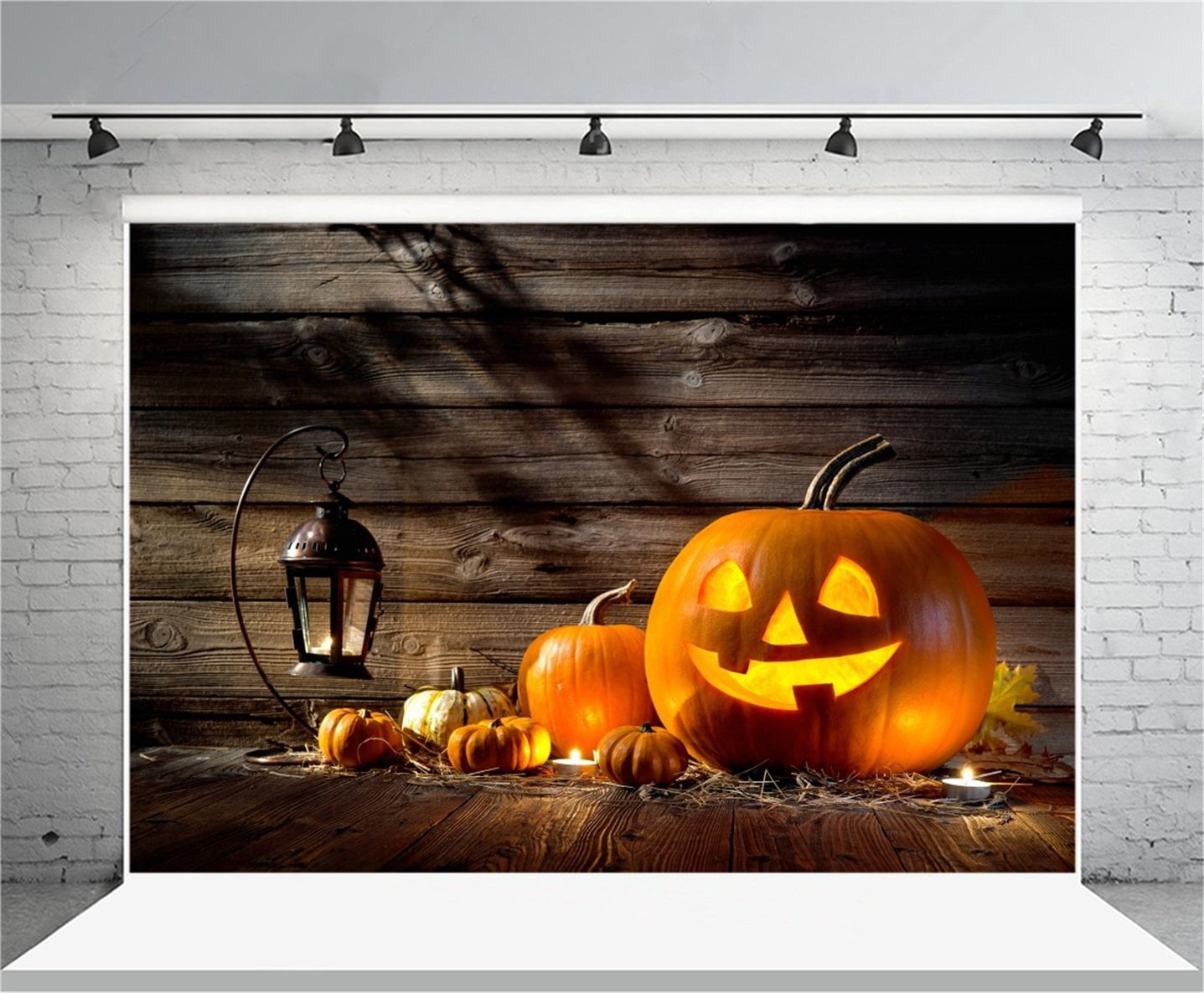 GreenDecor 7x5ft Halloween Backdrop Grimace Pumpkin Lantern Photography ...