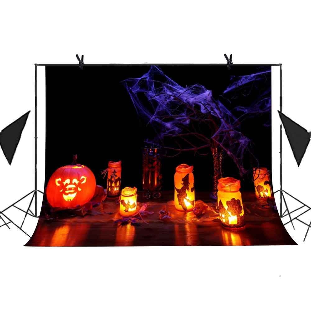 GreenDecor 7x5ft Halloween Photography Backdrop Pumpkin Lamp Wooden ...