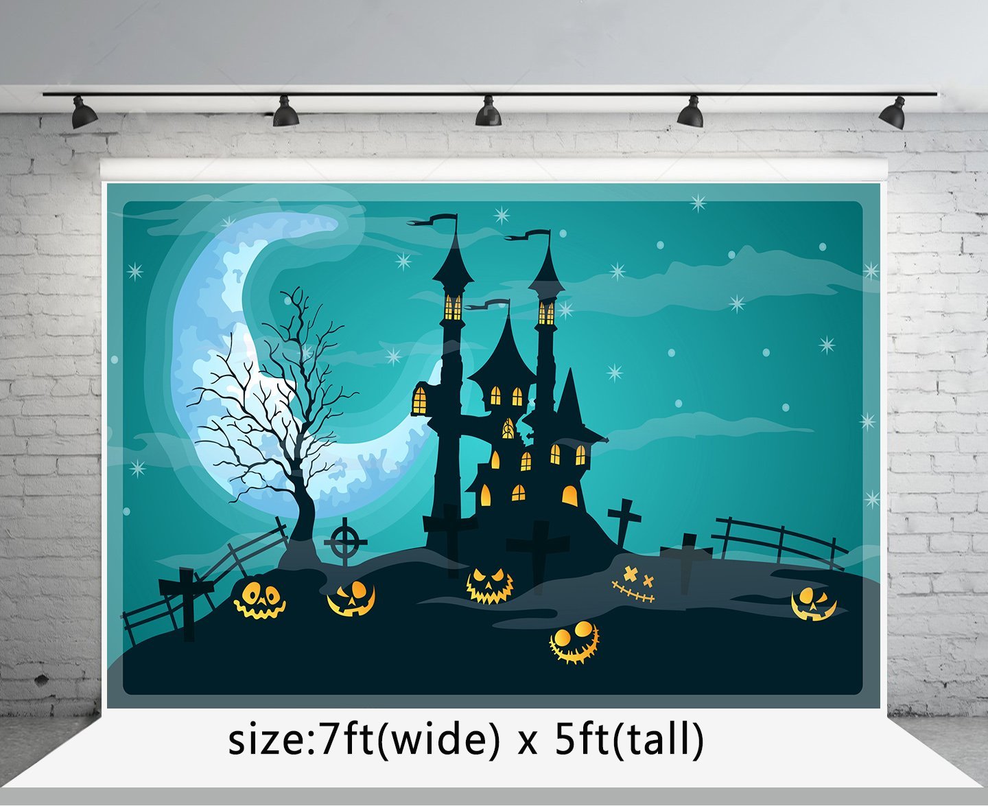 GreenDecor 7x5ft Halloween Photography Backdrops Horror Castle Moon ...