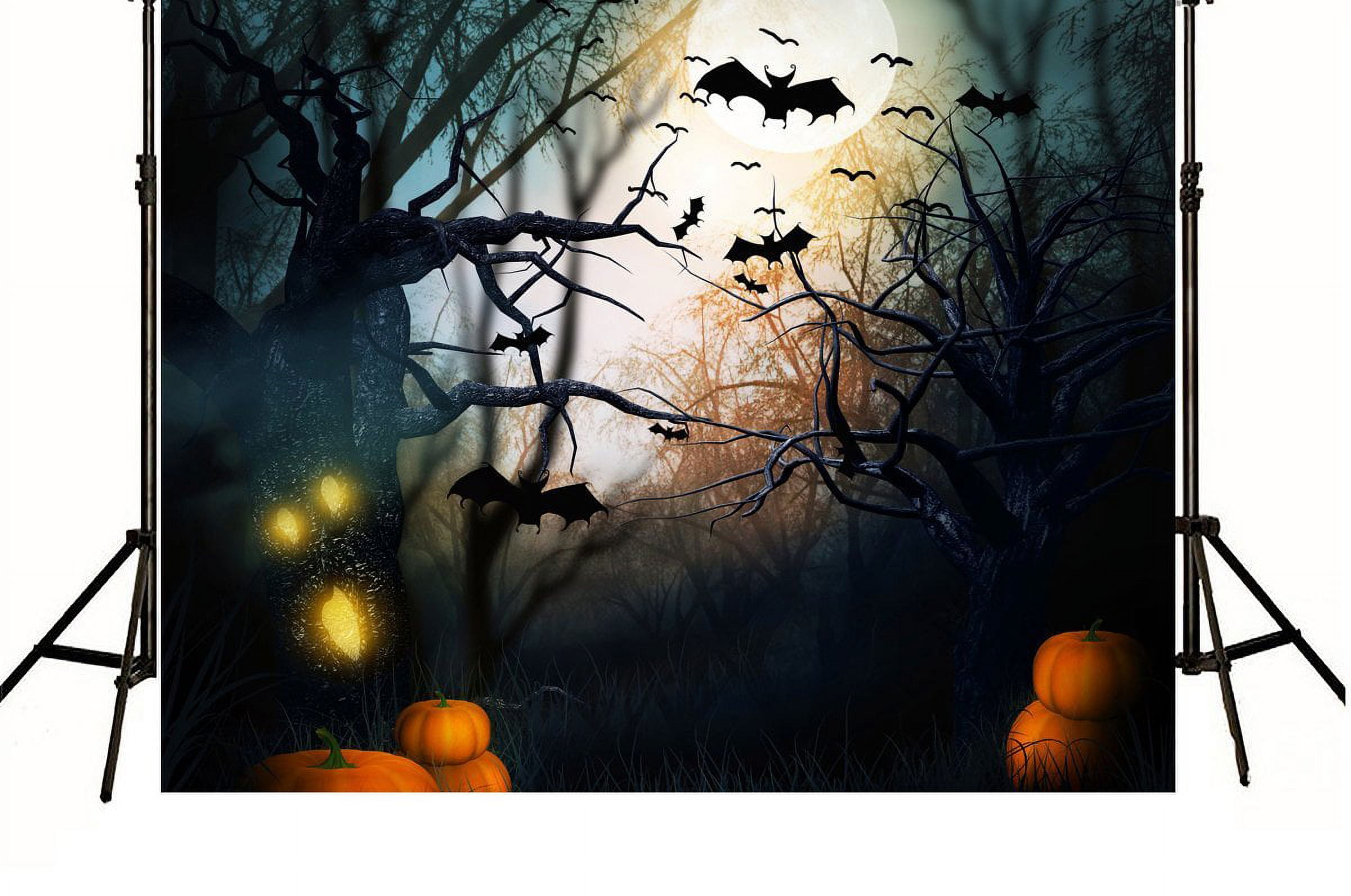 GreenDecor 7x5ft Halloween backdrops tree fine pumpkin bats Photography ...