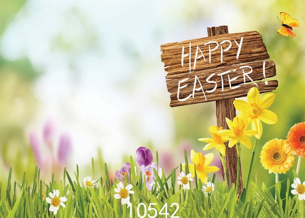 GreenDecor 7x5ft Happy Easter Photography Backdrop Photo Background ...
