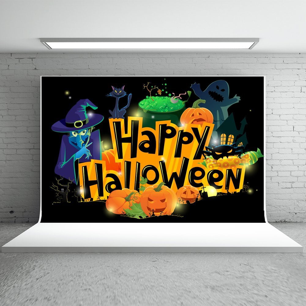 GreenDecor 7x5ft Happy Halloween Backdrops Photography Cartoon Smiley ...