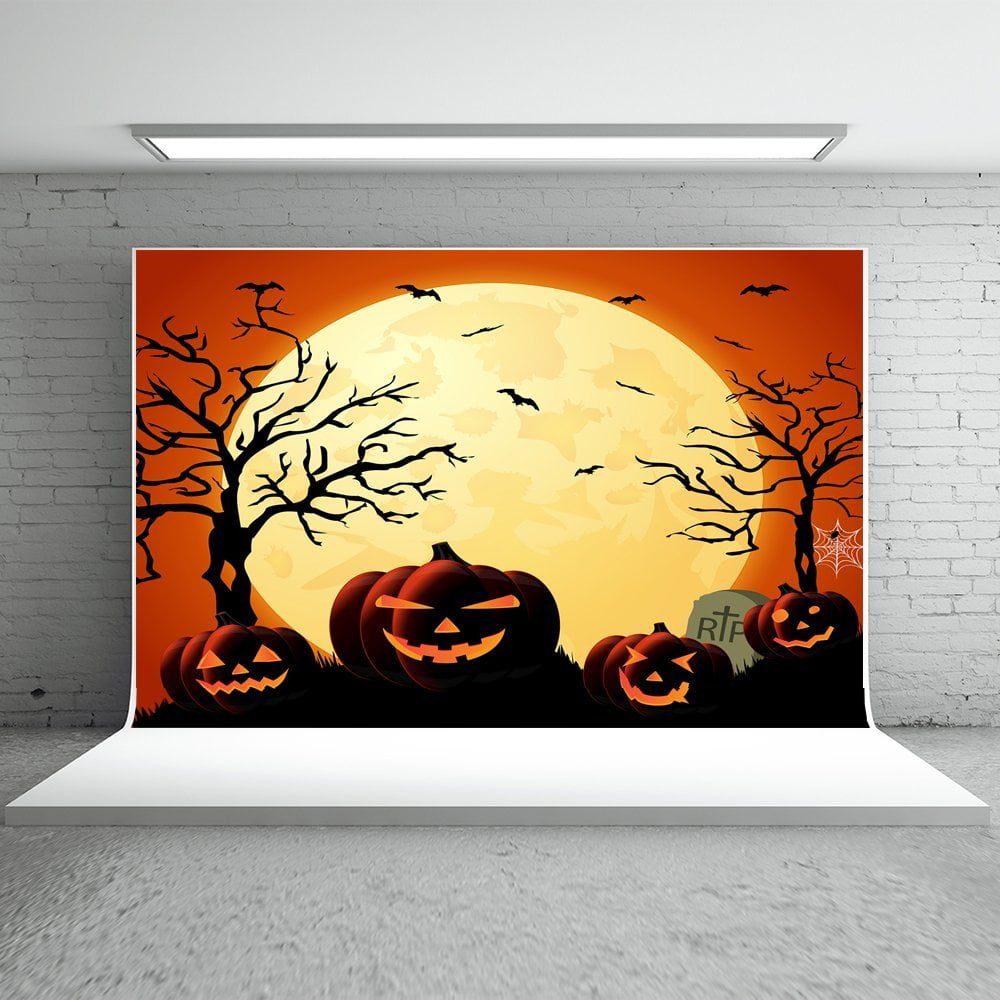 GreenDecor 7x5ft Happy Halloween Photography Backdrops Pumpkin Crows ...