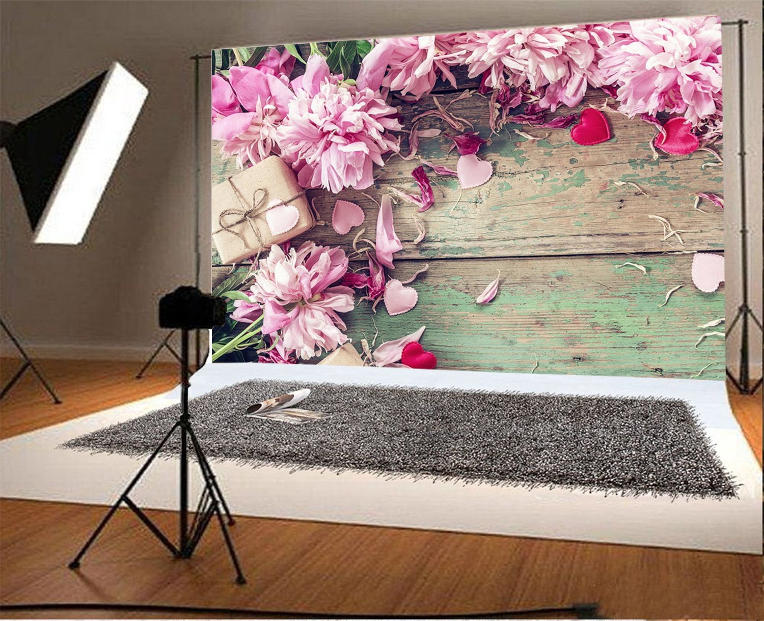 GreenDecor 7x5ft Happy Valentine's Day Backdrop Blooming Fresh Pink ...