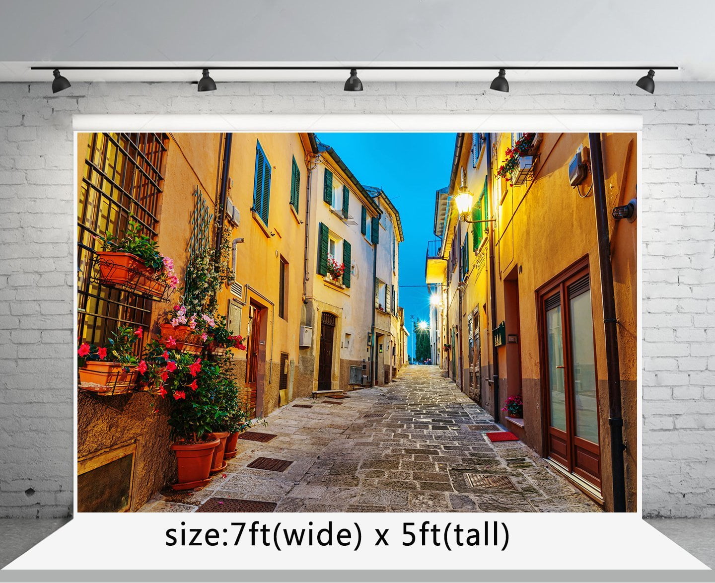 GreenDecor 7x5ft Italian Style Photo Backgrounds Color Town Stone Road ...
