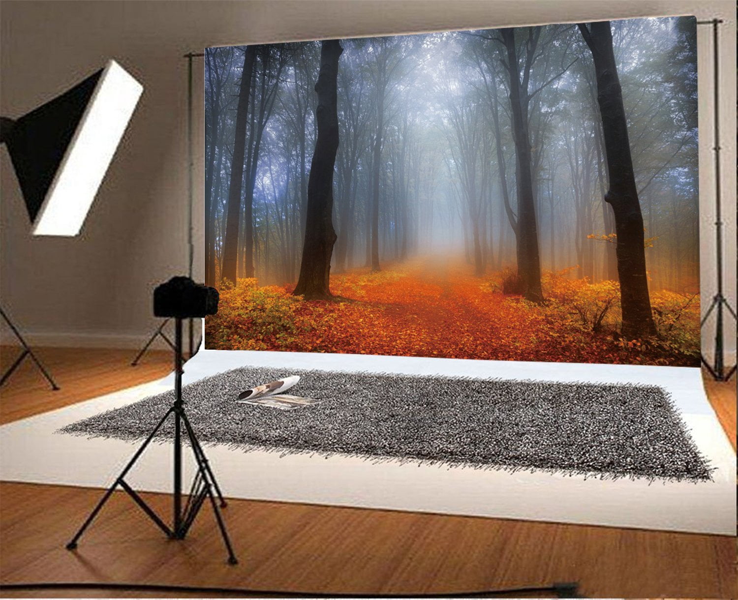 GreenDecor 7x5ft Jungle Forest Backdrop Autumn Falling Golden Leaves ...