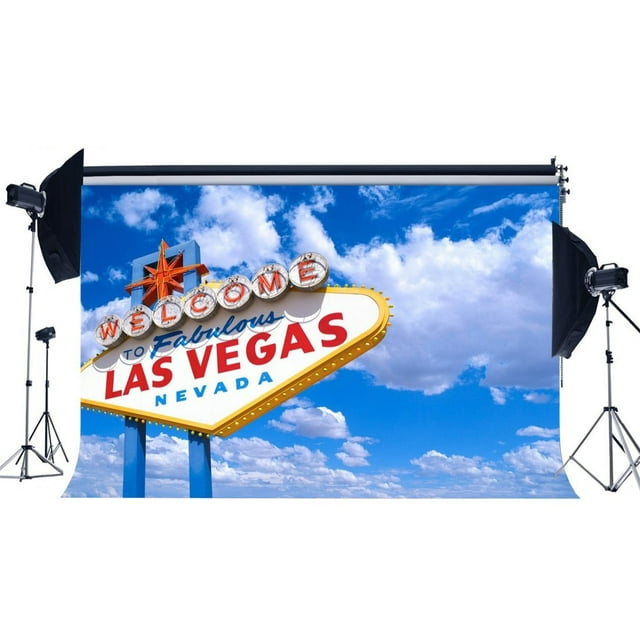 GreenDecor 7x5ft Las Vegas Backdrop Cityscape Blue Sky White Cloud ...