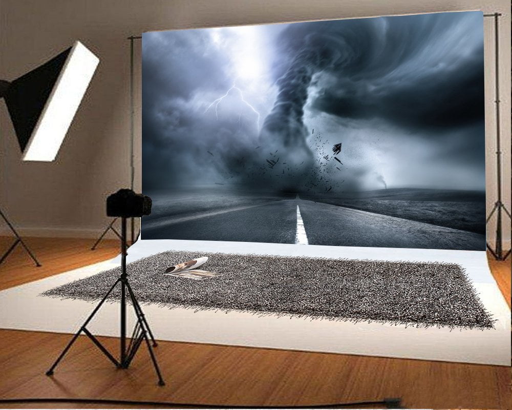 GreenDecor 7x5ft Lightning Tornado Backdrop Nature Landscape Highway ...