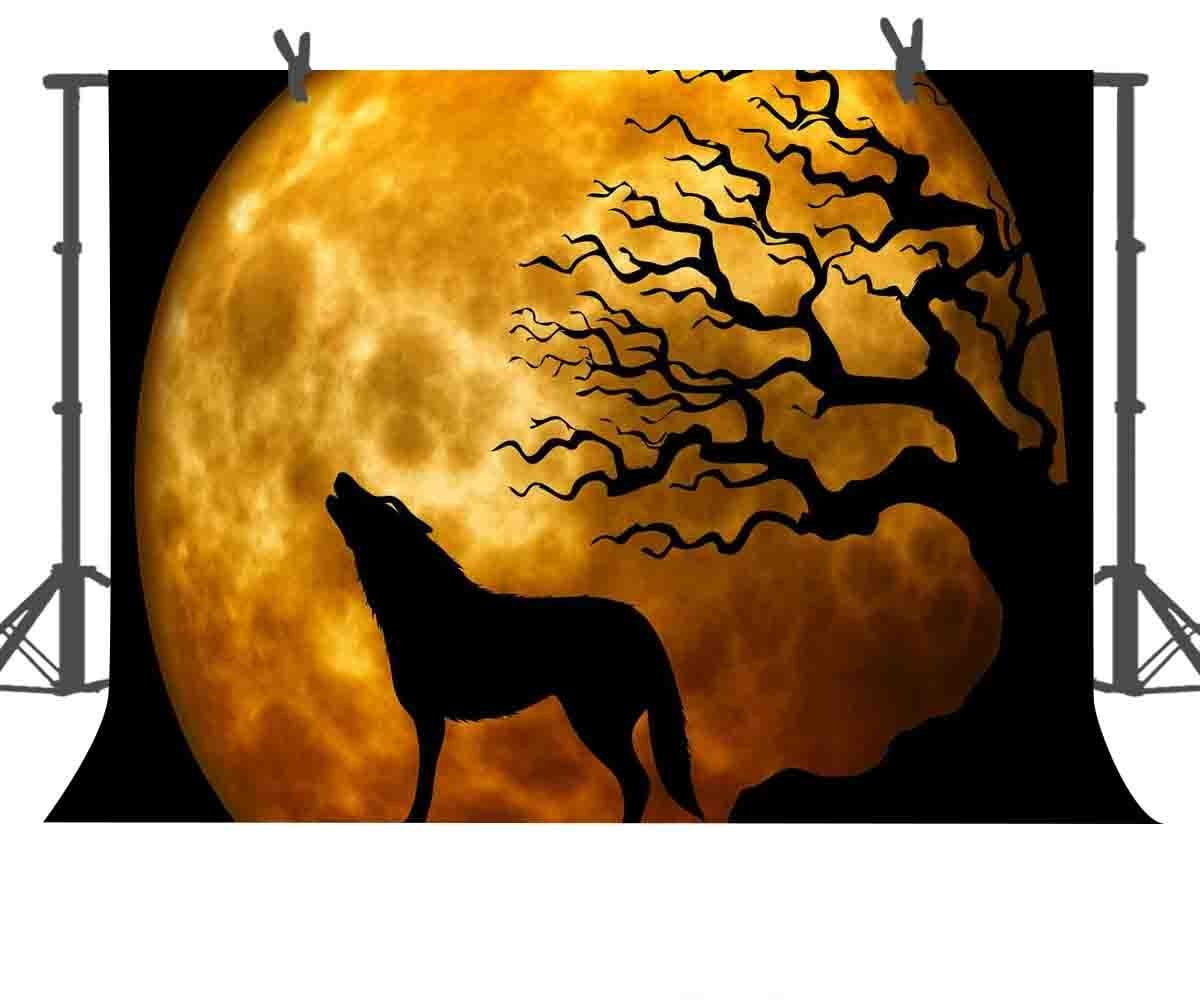 GreenDecor 7x5ft Lone wolf Under Moon Photography Backdrop Props Photo ...