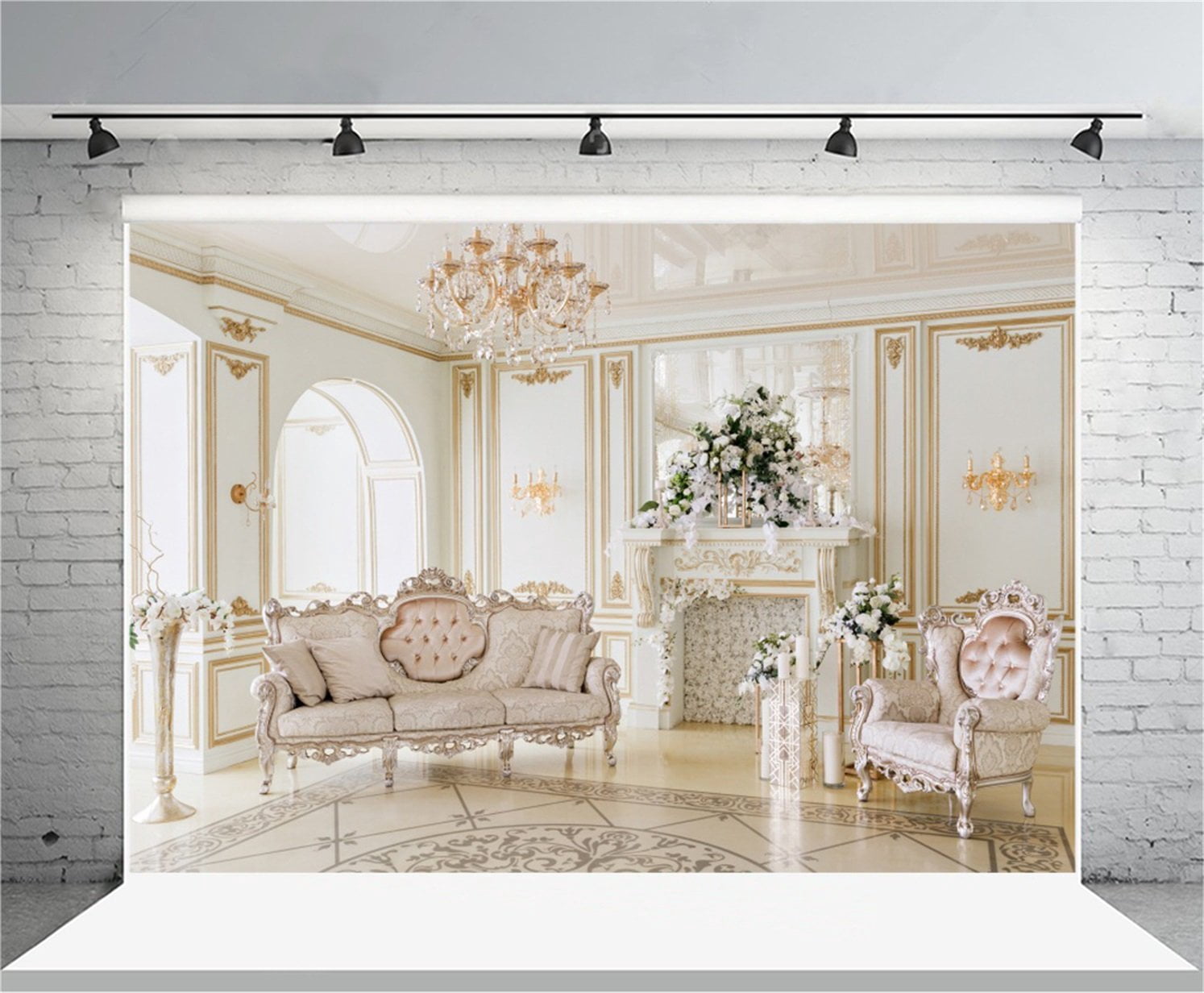 GreenDecor 7x5ft Luxury Indoor Furnishing Backdrop Chandelier Chair ...