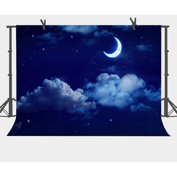 GreenDecor 7x5ft Moon and Stars Photography Backdrop Props Night Sky ...