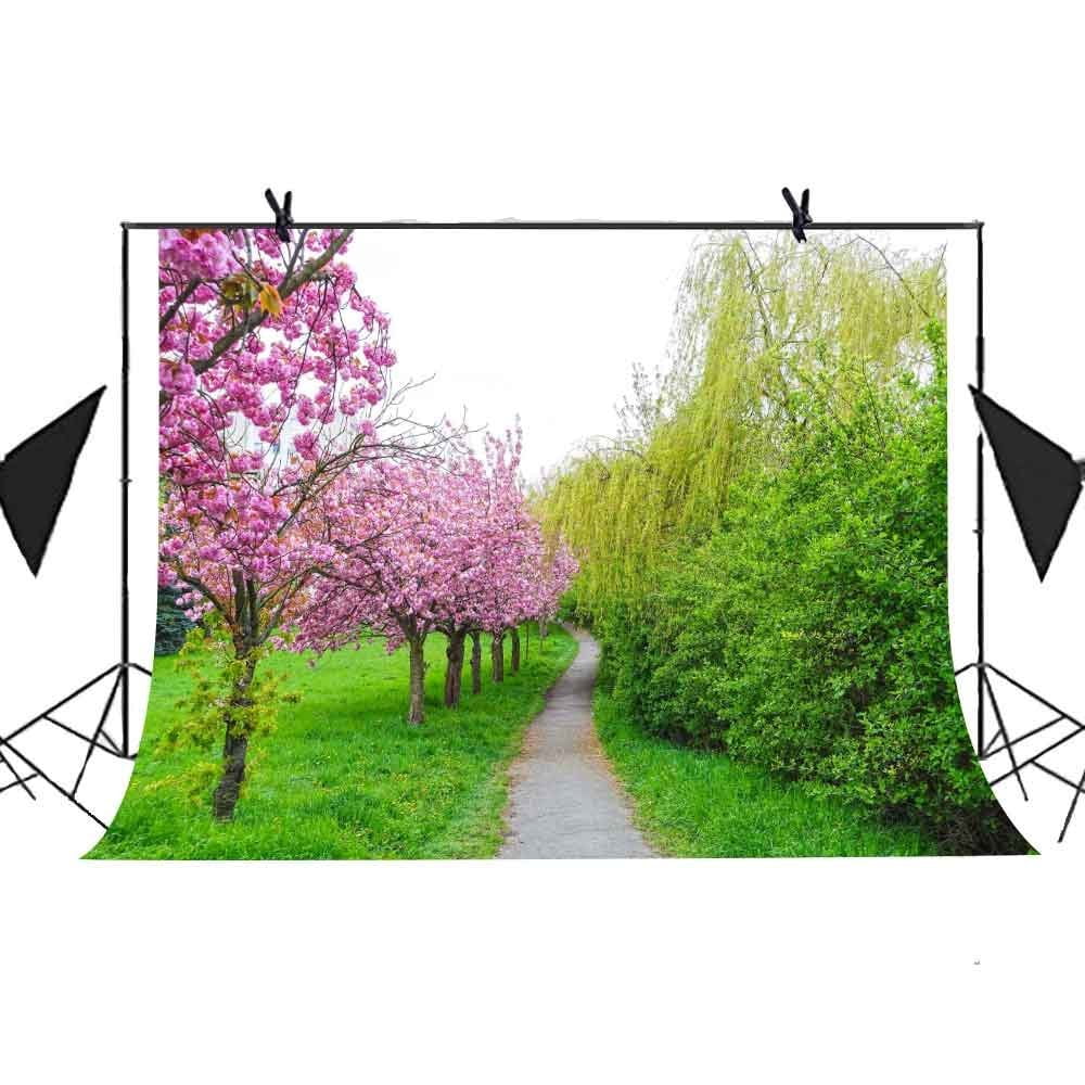 GreenDecor 7x5ft Natural Scenery Backdrop Flower Tree Grass Path ...