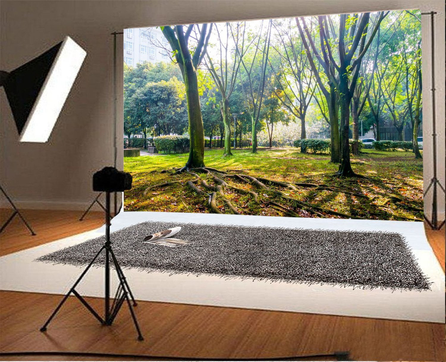 GreenDecor 7x5ft Nature Outdoor Spring Backdrop Park Trees Green Leaves ...