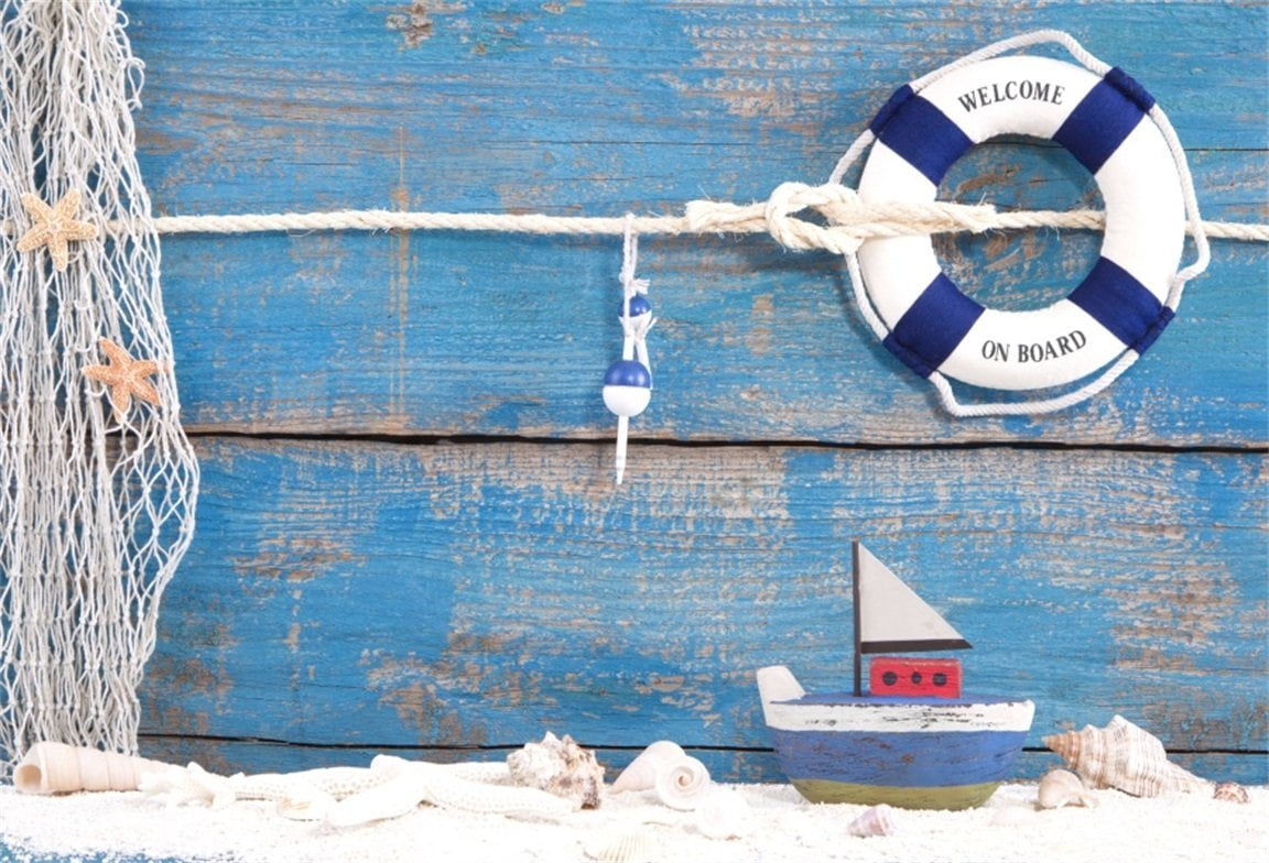 GreenDecor 7x5ft Nautical Style Backdrop Mariner Seafaring Photography ...