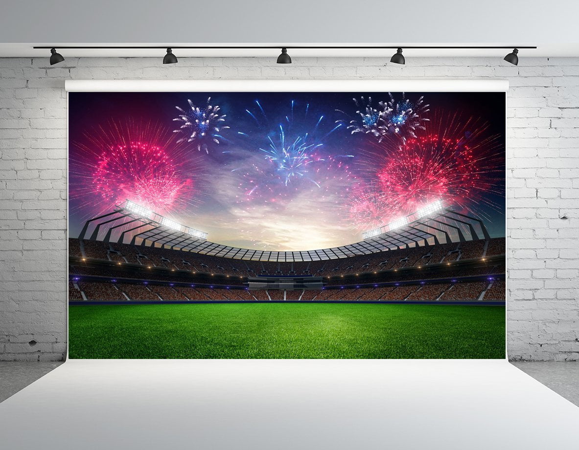GreenDecor 7x5ft Night Football Field Background Firework Photography ...