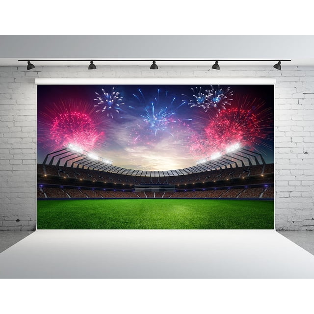 GreenDecor 7x5ft Night Football Field Background Firework Photography ...
