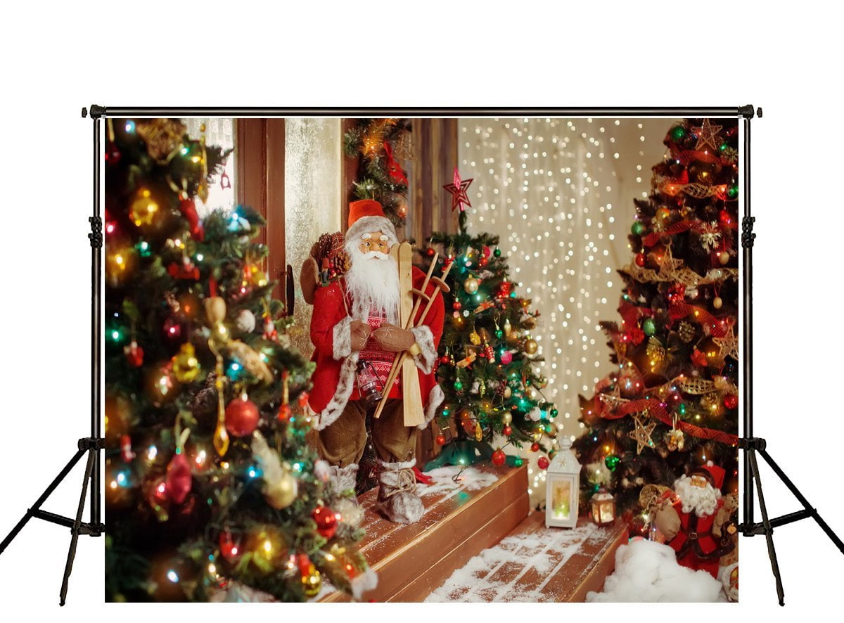 GreenDecor 7x5ft Outdoor Christmas Tree Snow Photos Father Christmas ...