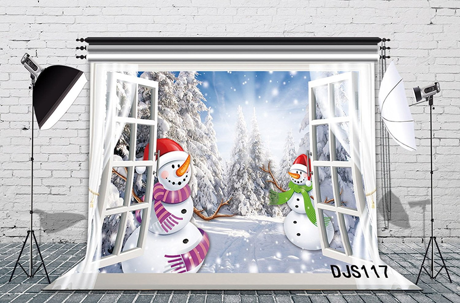 GreenDecor 7x5ft Outside Snowman Christmas Photography Backdrop Studio ...