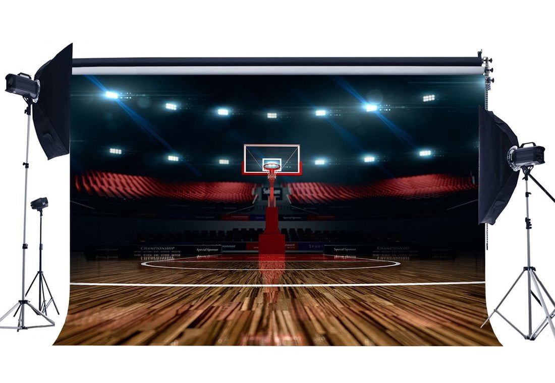GreenDecor 7x5ft Photography Backdrop Basketball Field Stage Lights ...