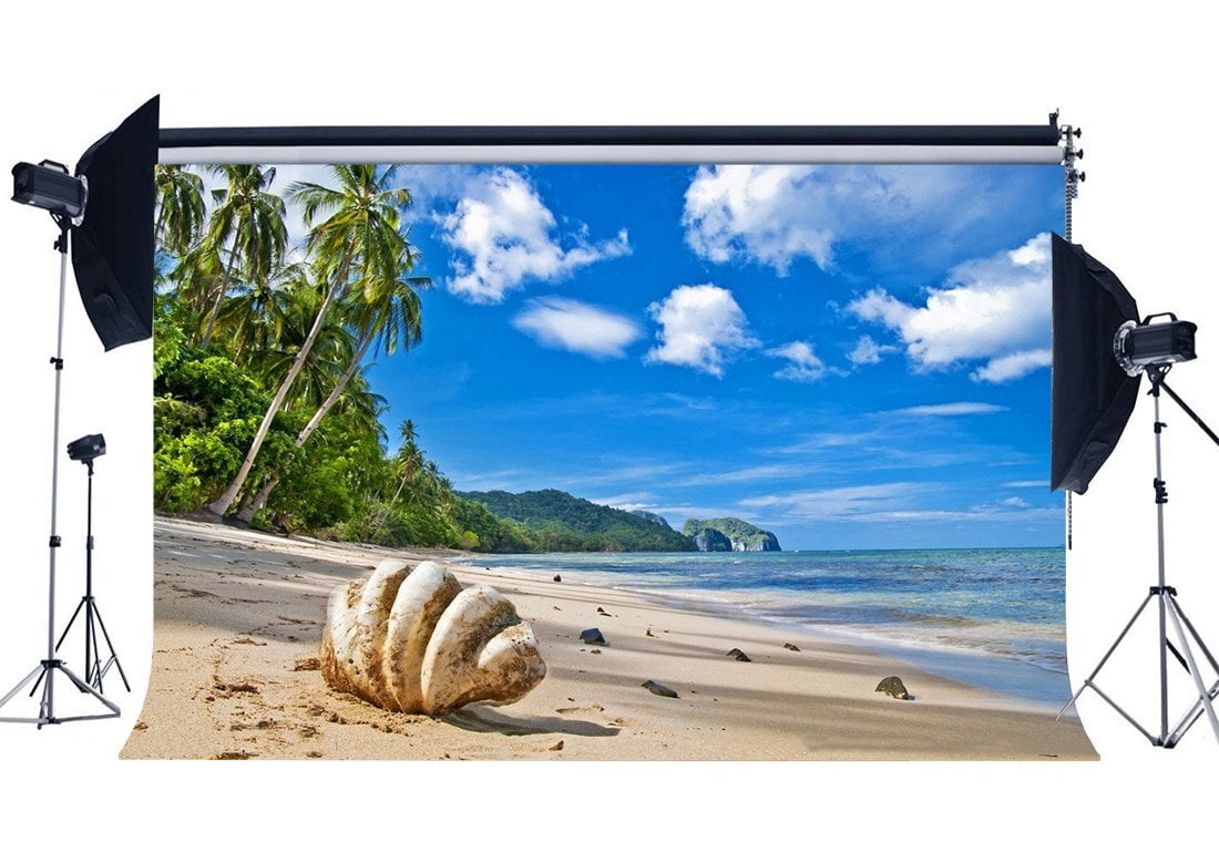 GreenDecor 7x5ft Photography Backdrop Beach Seaside Shell Coconut Tree ...