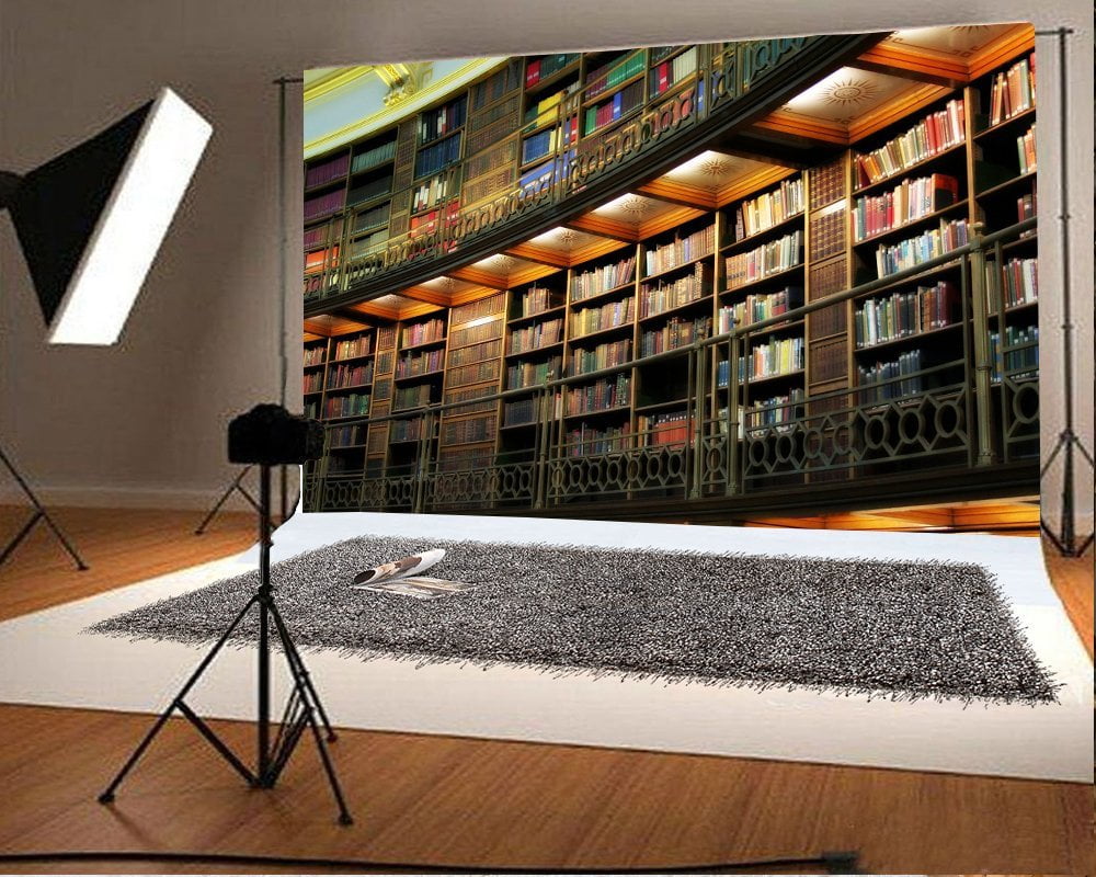 GreenDecor 7x5ft Photography Backdrop Bookshelf Library Western Ancient ...
