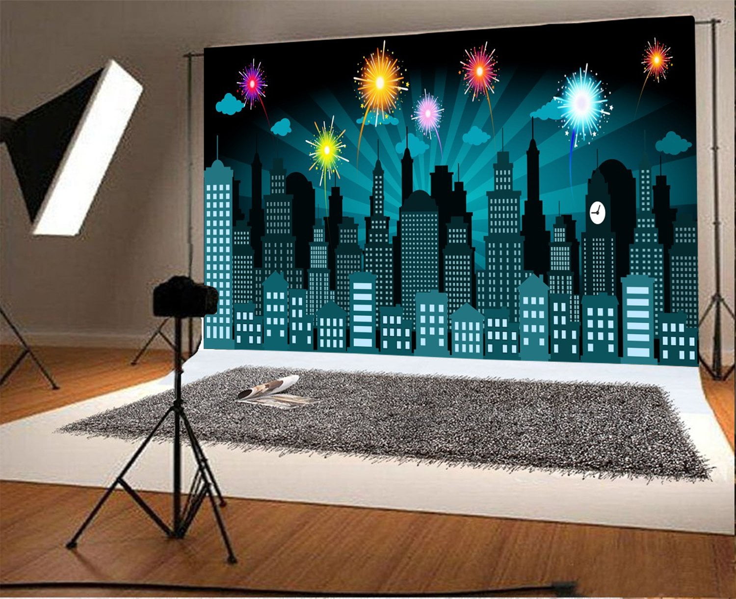 GreenDecor 7x5ft Photography Backdrop Cartoon City Landscape Town ...