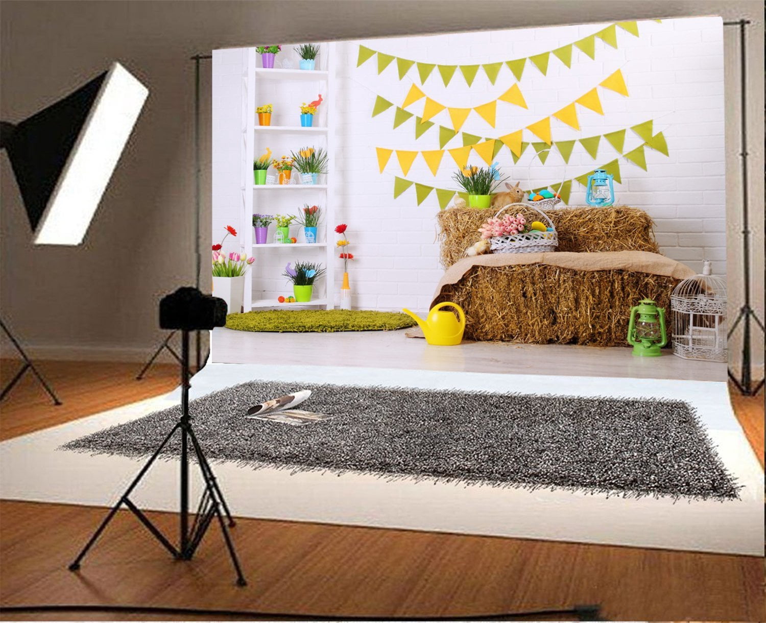 GreenDecor 7x5ft Photography Backdrop Happy Easter Party Basket Fresh ...