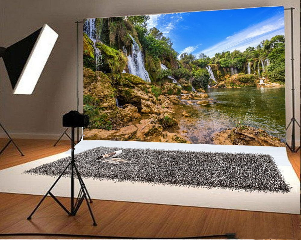 GreenDecor 7x5ft Photography Backdrop Nature Landscape Cascade Forest ...