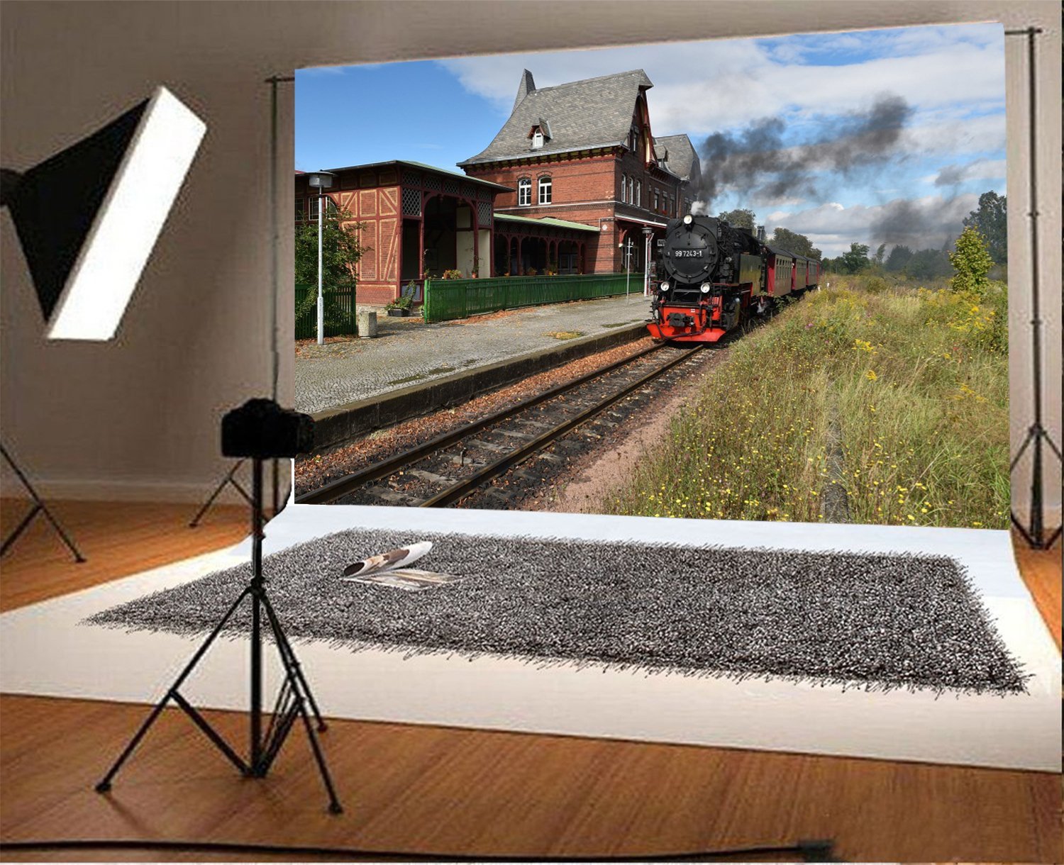 GreenDecor 7x5ft Photography Backdrop Retro Vintage Old Train Station ...