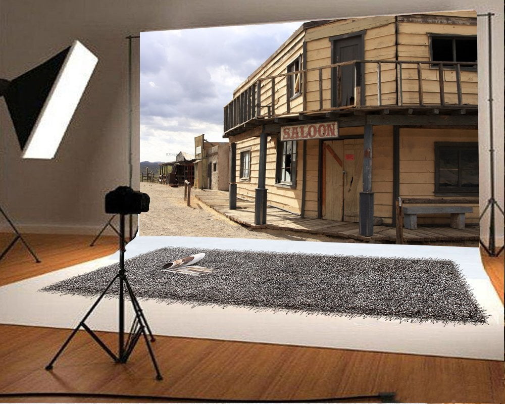 GreenDecor 7x5ft Photography Backdrop Saloon Ancient Rustic Wooden ...