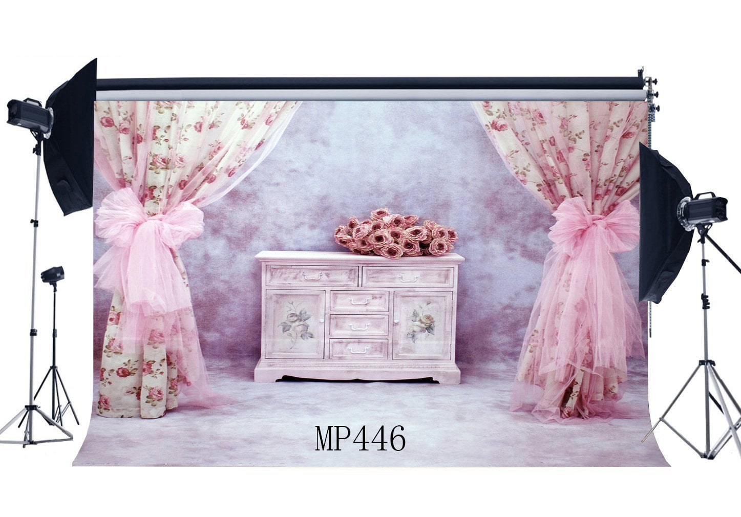 GreenDecor 7x5ft Photography Backdrop Shabby Chic Pink Curtain Rose ...