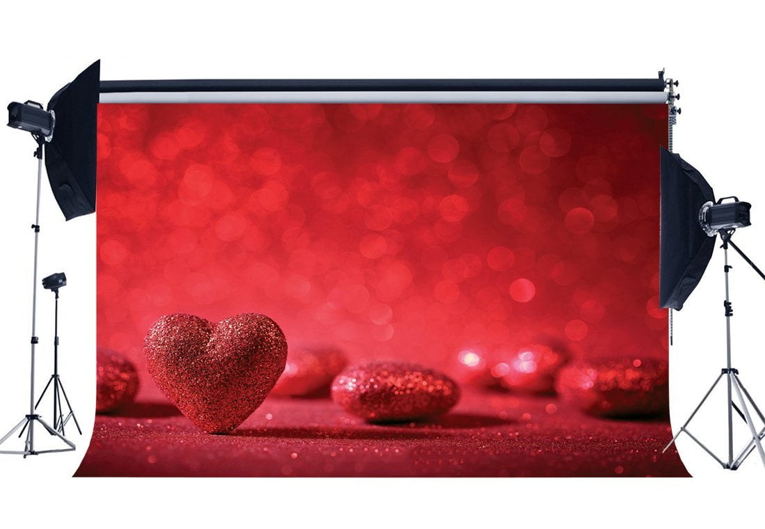 GreenDecor 7x5ft Photography Backdrop Valentine's Day Red Hearts Bokeh ...