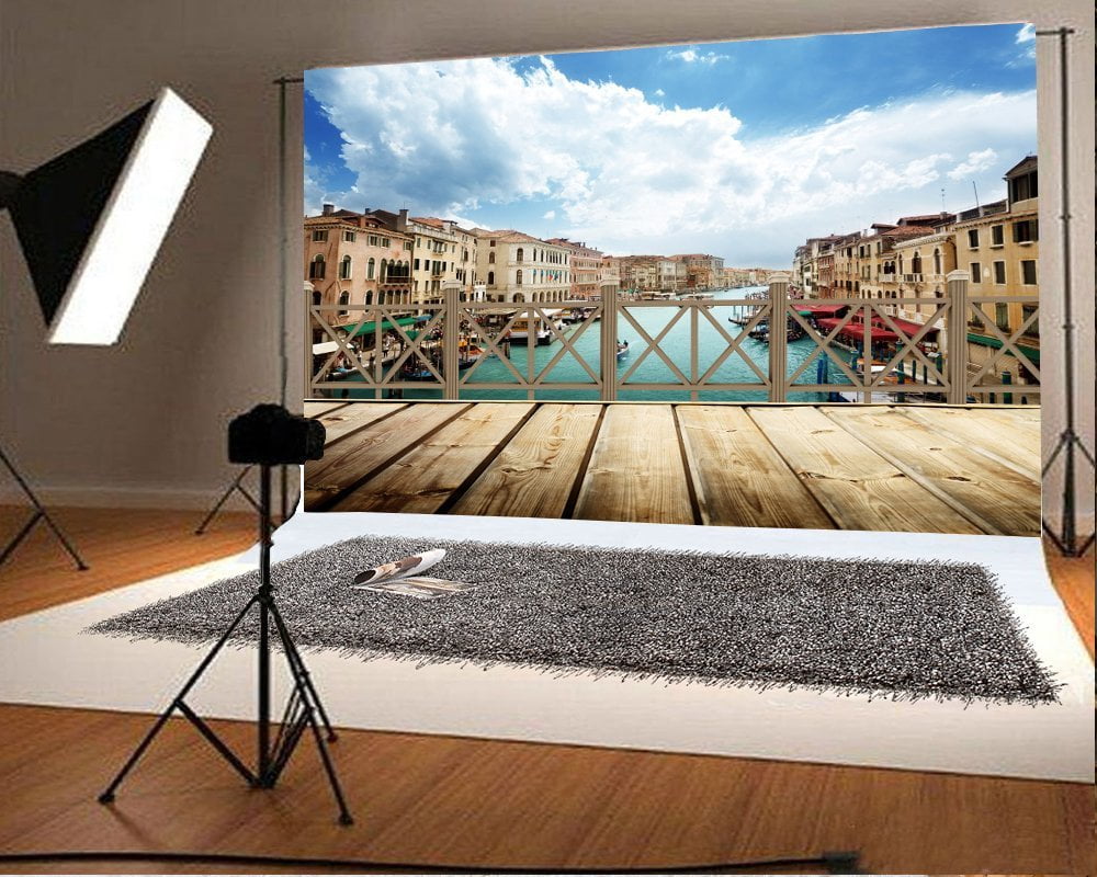 GreenDecor 7x5ft Photography Backdrop Waterside Town Old European ...