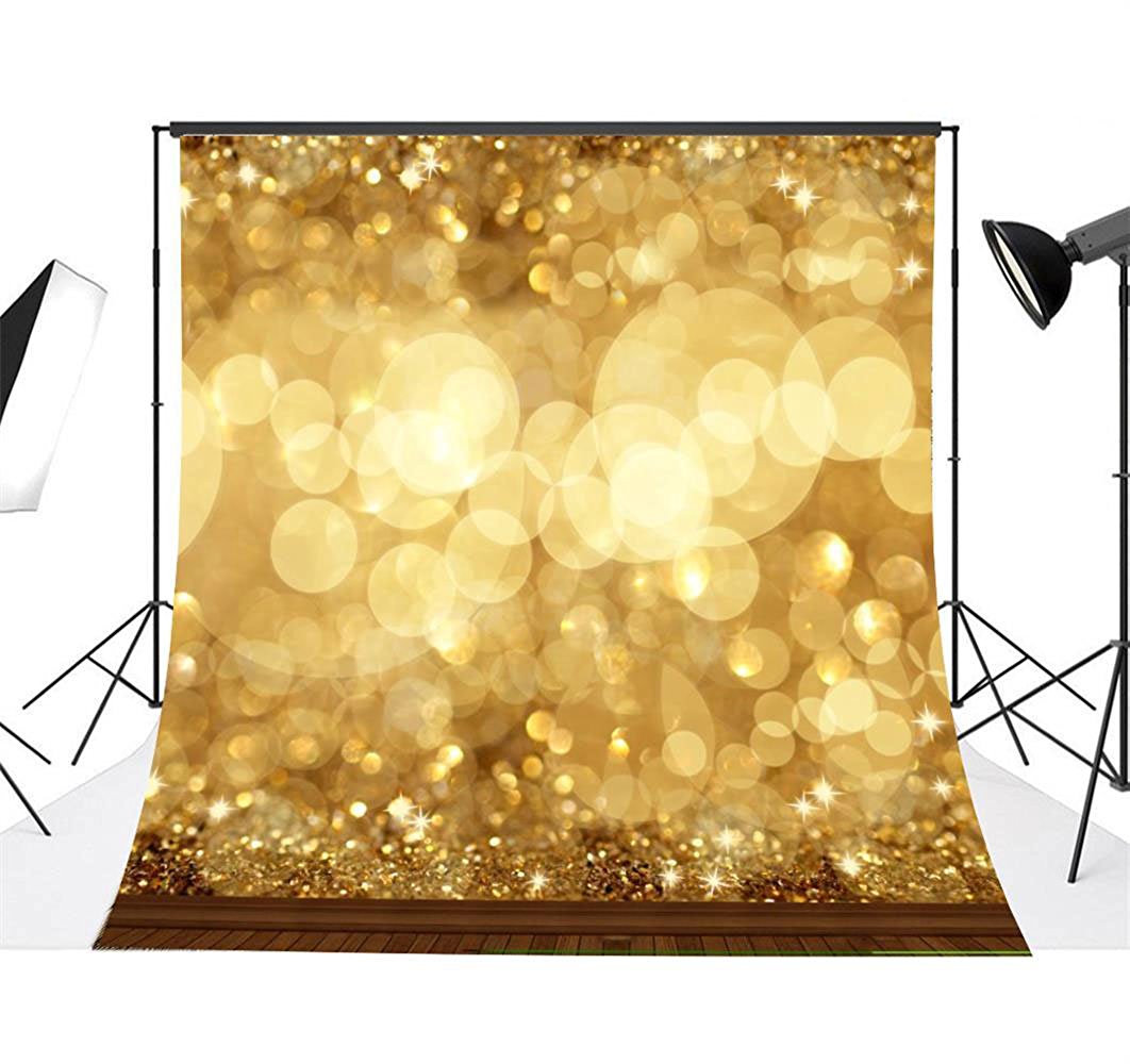 GreenDecor 7x5ft Photography Backdrops Yellow Glitter Bright Pots ...