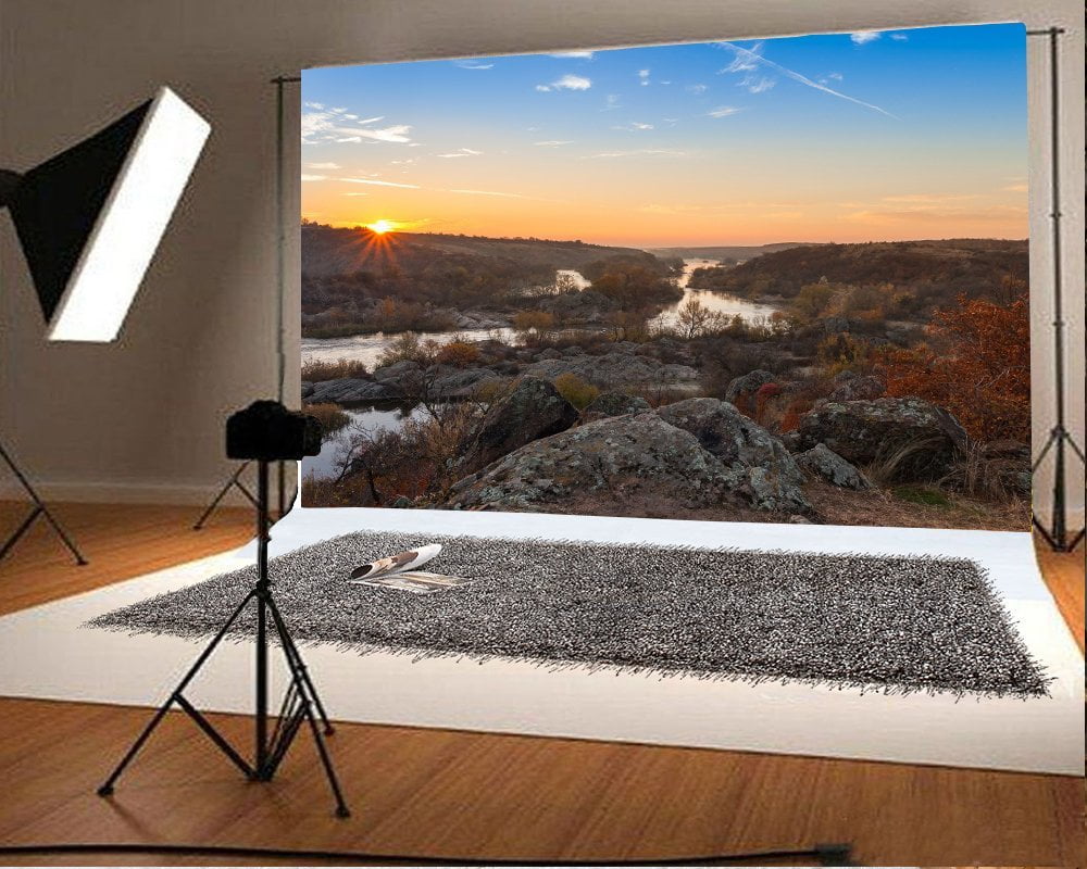 GreenDecor 7x5ft Photography Background Sunrise Beautiful Natural River ...
