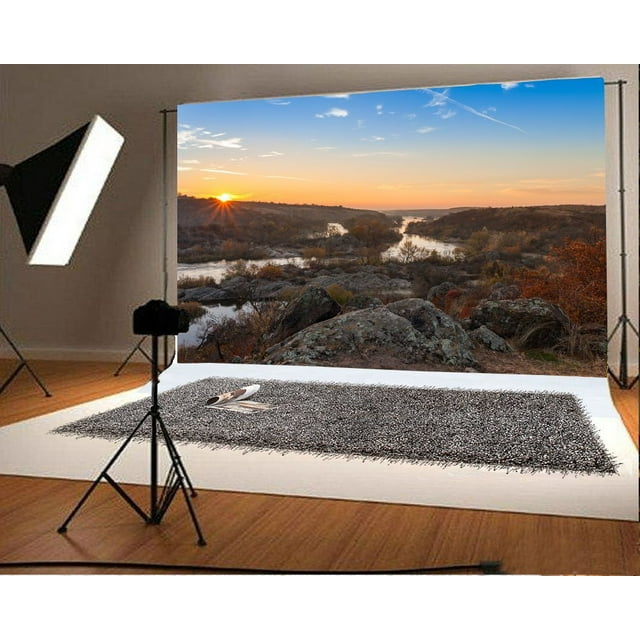 GreenDecor 7x5ft Photography Background Sunrise Beautiful Natural River ...