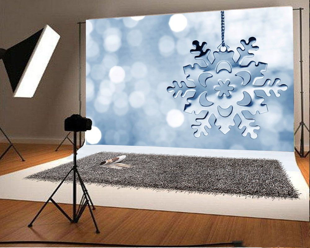 GreenDecor 7x5ft Photography Background Winter Crystal Metal Snowflake ...