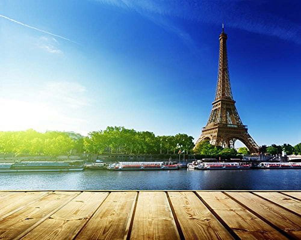 GreenDecor 7x5ft Riverside Paris Eiffel Tower Photography Backdrop Blue ...