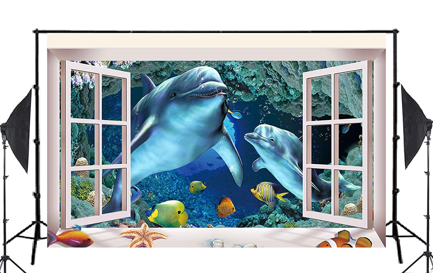 GreenDecor 7x5ft Seabed Dolphins Photography Background Photo Backdrop ...