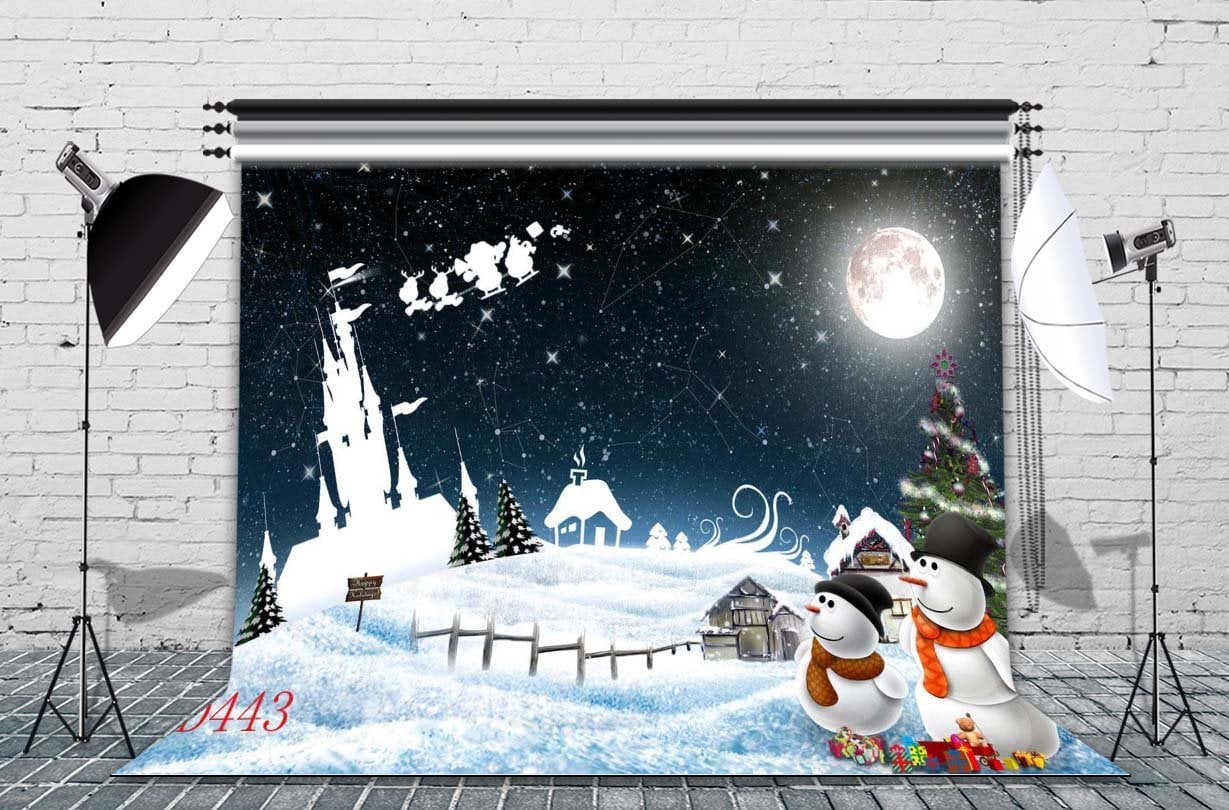 GreenDecor 7x5ft Snowman Christmas Photography Backdrop Studio ...
