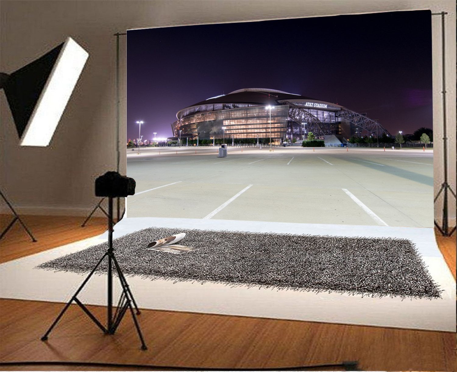 GreenDecor 7x5ft Standium Backdrop Shining Lights Highway Blue Sky ...