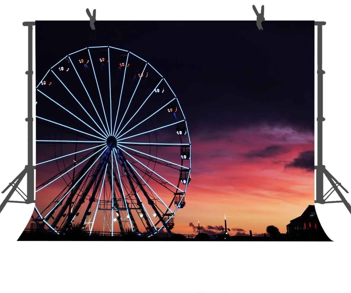 GreenDecor 7x5ft Sunset Ferris Wheel Backdrop Photography Studio Photo ...