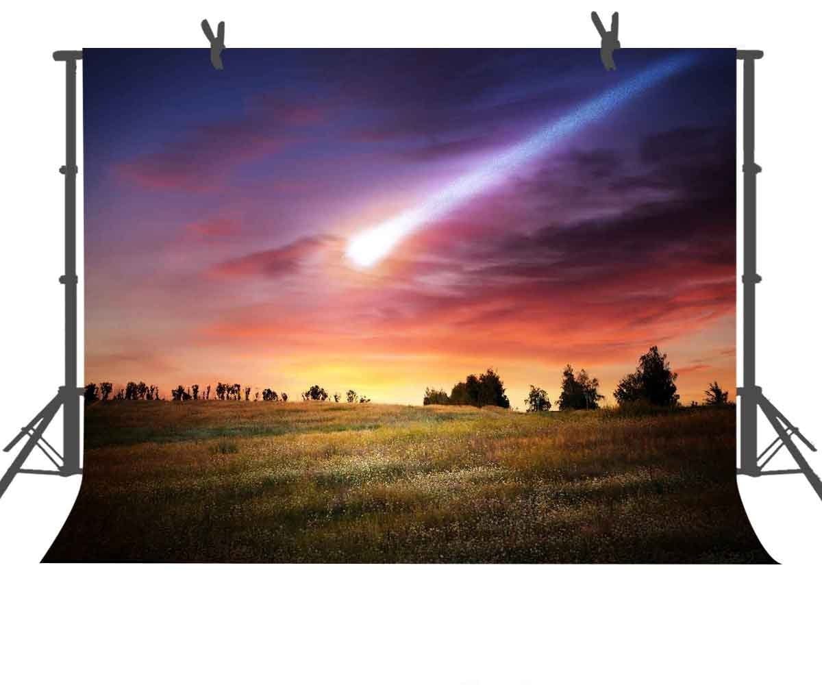 GreenDecor 7x5ft Sunset Scene Photography Backdrop Grassland and Meteor ...