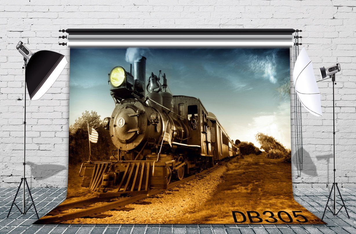 GreenDecor 7x5ft The Coming Train Photography Backdrop Photo Background ...