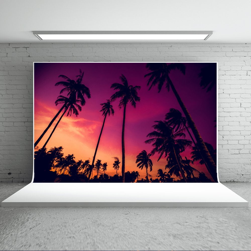 GreenDecor 7x5ft Tropical Backdrops Red Sky Scenery Photography ...