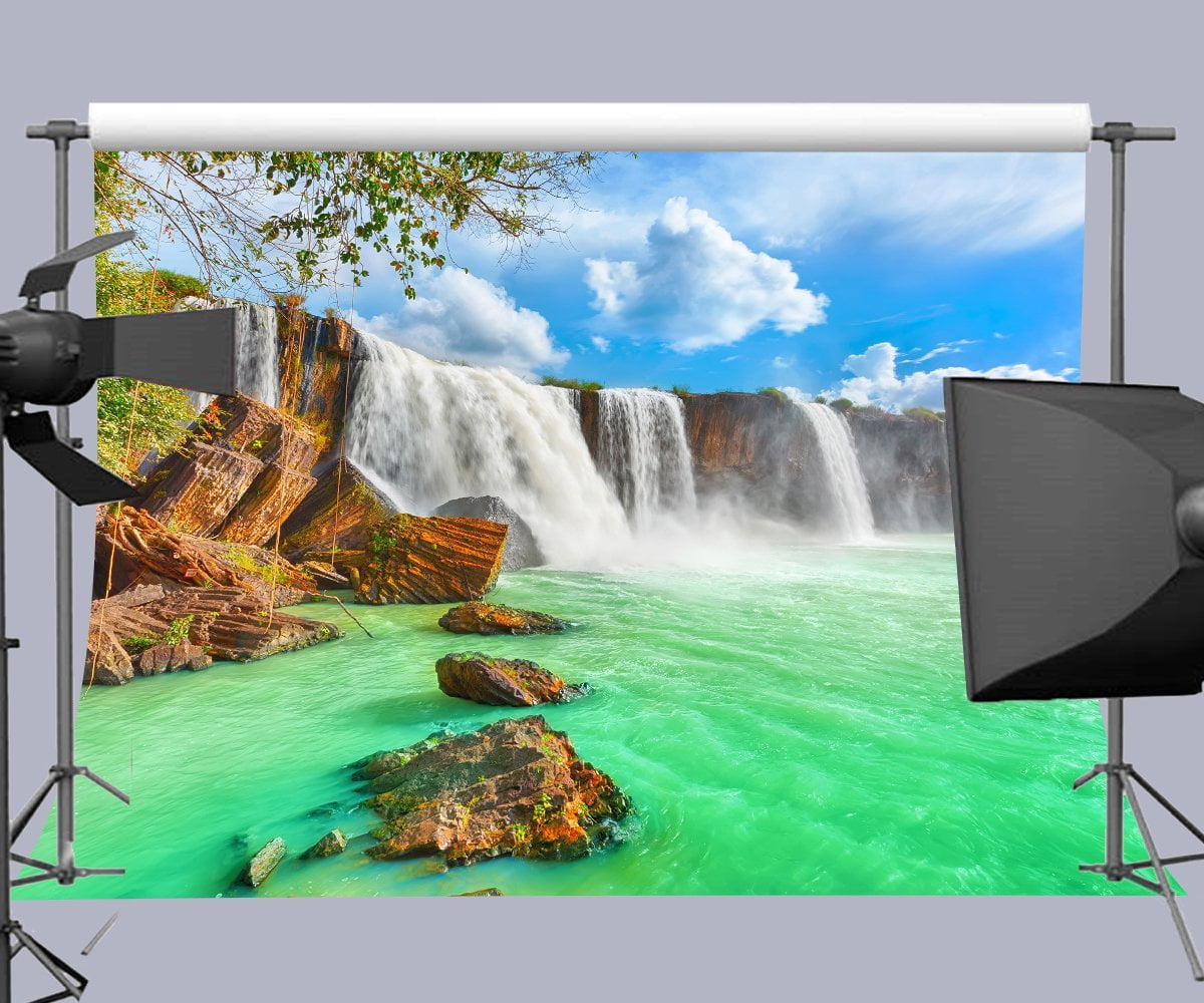 GreenDecor 7x5ft Waterfall Digital Printed Photography Backdrop Prop ...