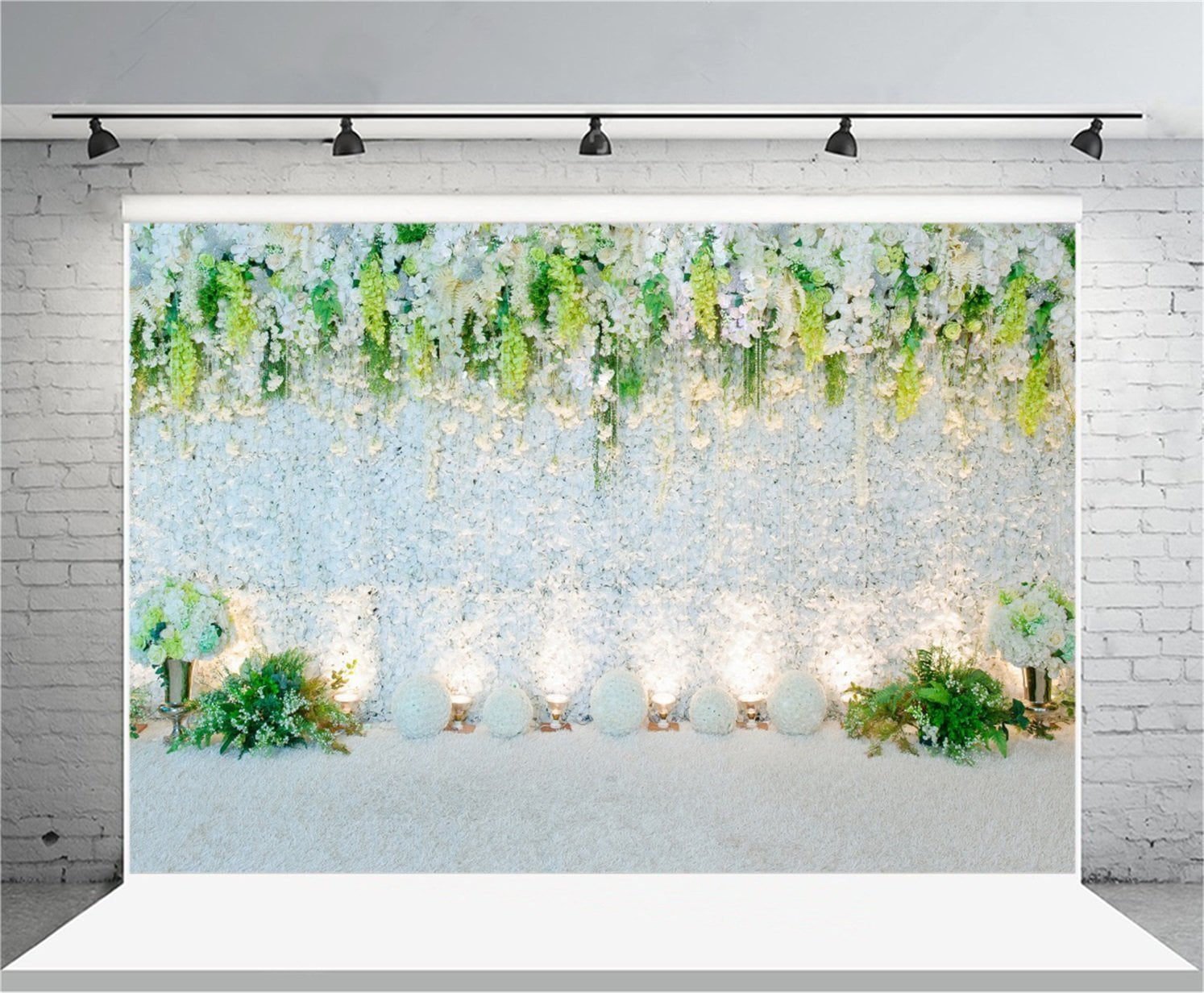 GreenDecor 7x5ft Wedding Backdrop Romantic Flowers Drape Decoration ...