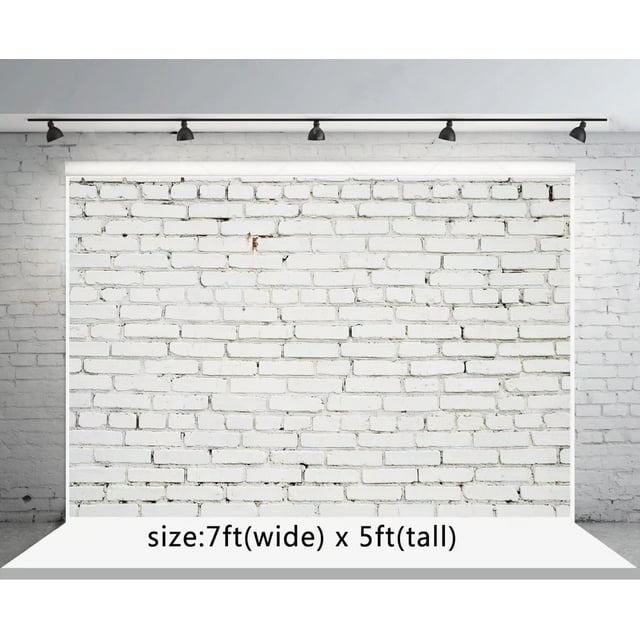 GreenDecor 7x5ft White Brick Wall Backdrop Photography Background ...